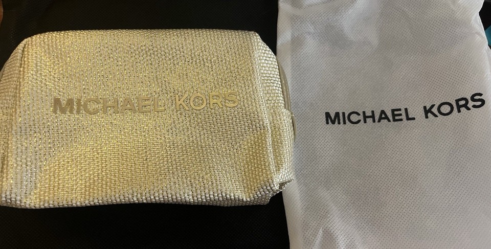 MICHAEL KORS GOLD COSMETIC BAG With Dust Bag NEW in Original Packaging ...