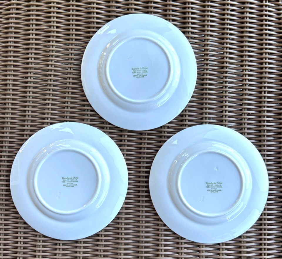 Spode Geisha ? White 3 Bread & Butter Side Plates Floral Blanche de ...