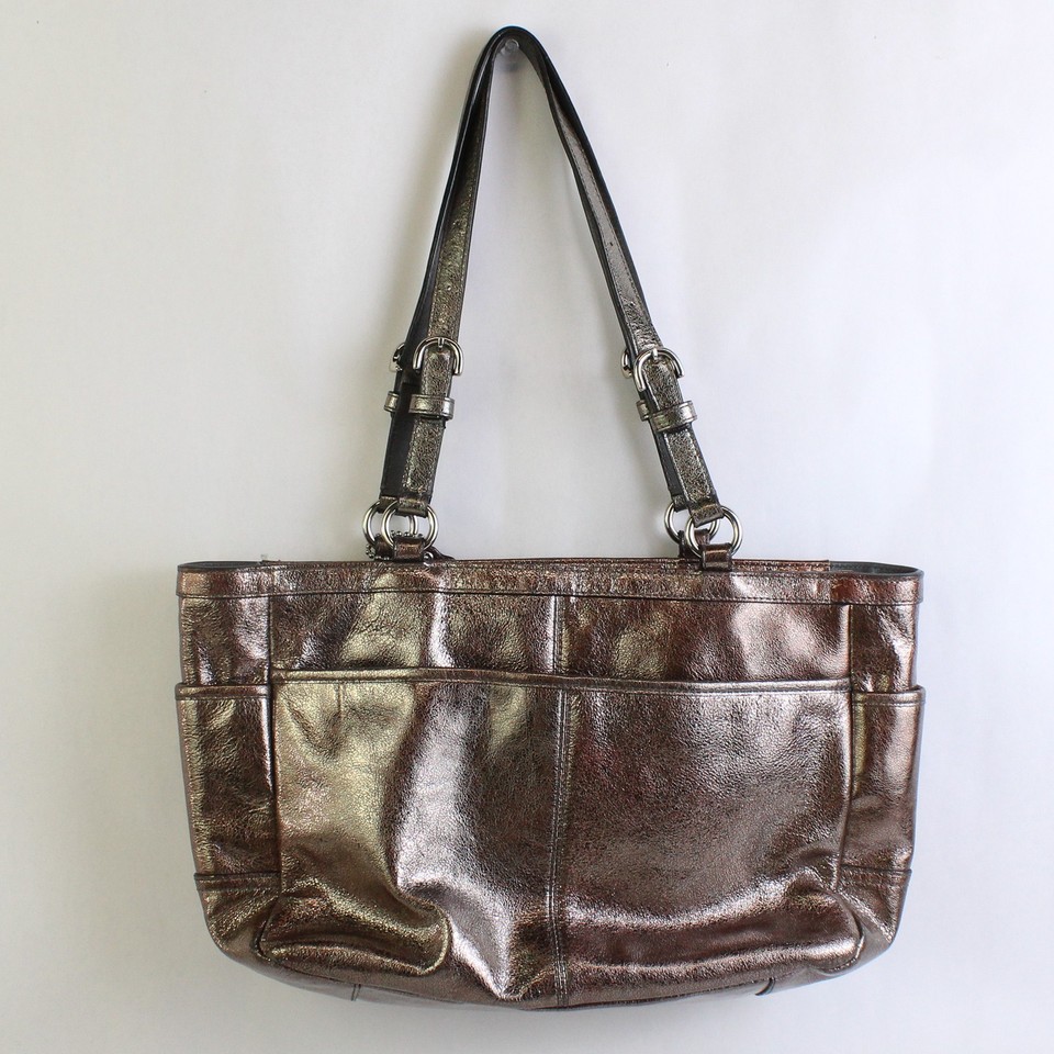 Coach Bronze Shimmer Metallic Leather Shoulder Bag Purse L1163-F17721 ...