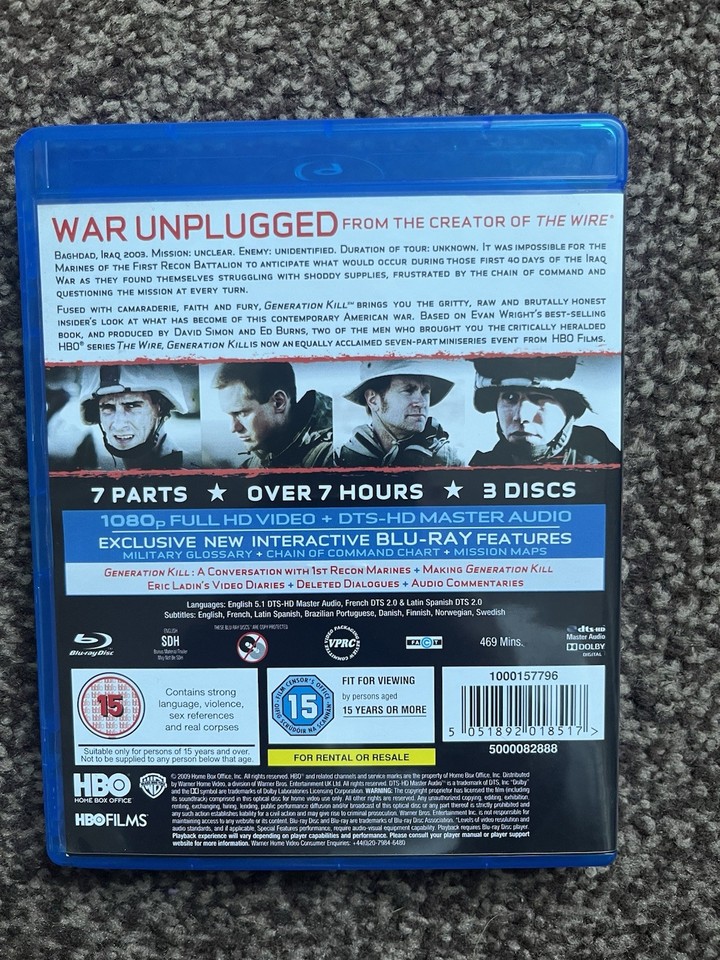 GENERATION KILL BLU RAY MINISERIES HBO 3 DISC SET | eBay UK