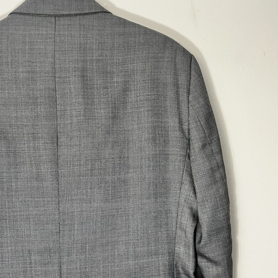 Men’s 2PC Suit Size 46R Pants 40Wx30L Stafford Charcoal Gray Blue Plaid ...