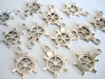 20 Silver Plated Sailor Charm-Sailing Ship Steering Wheel Craft/Bead ...
