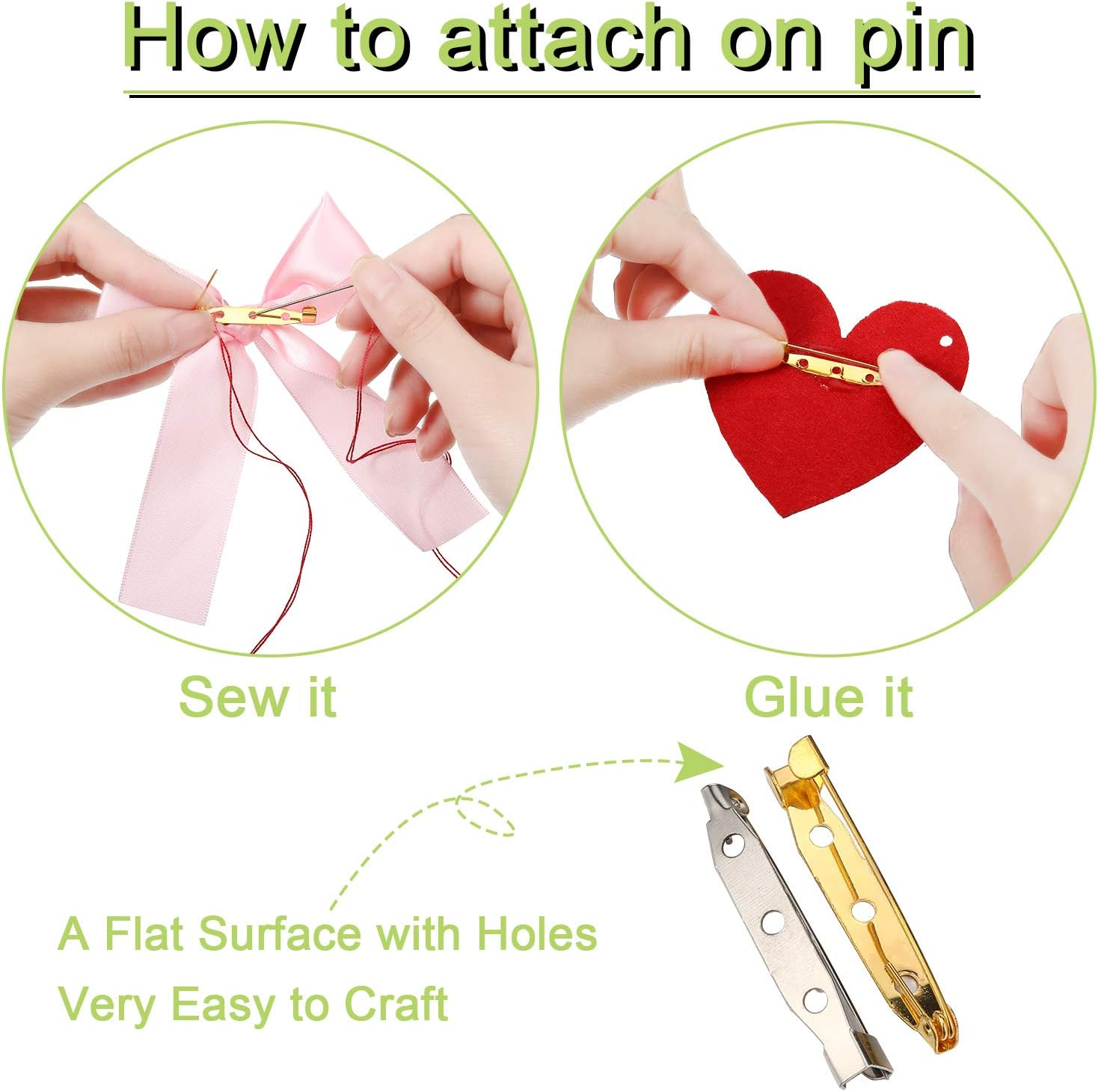 200 Pieces Brooch Pin Backs Brooches for Craft Clasp Safety Pins Bar ...