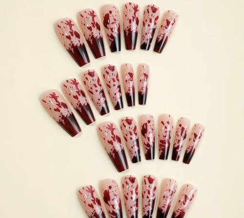 Bloody Nails Press On 24 Tips Party Gore Goth Costume Halloween NEW | eBay