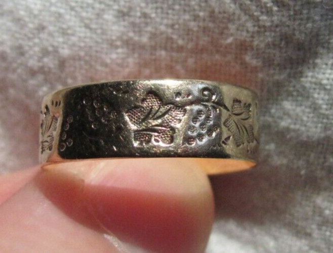 Antique JR Wood & Sons Solid 14k Yellow Gold Ring Band Size 8.25 Grape ...