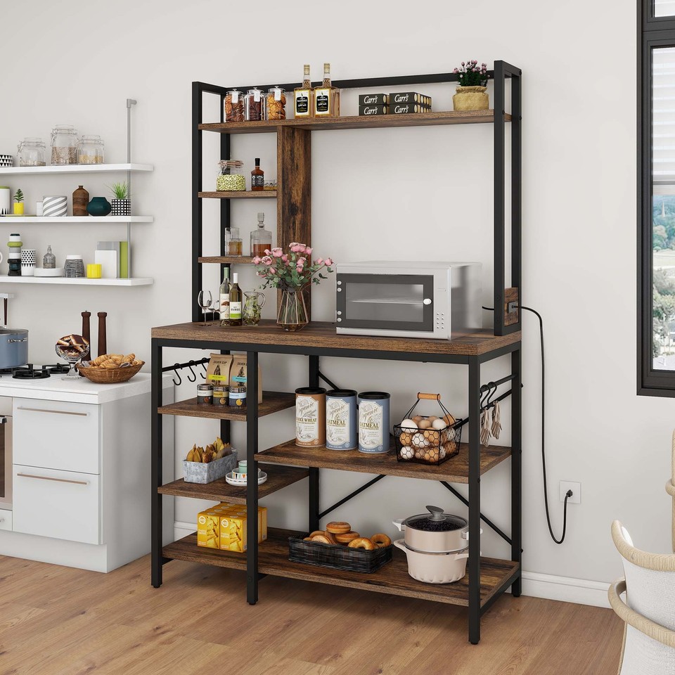 8-Tier Kitchen Bakers Rack Coffee Bar Station Utility Storage Shelf ...