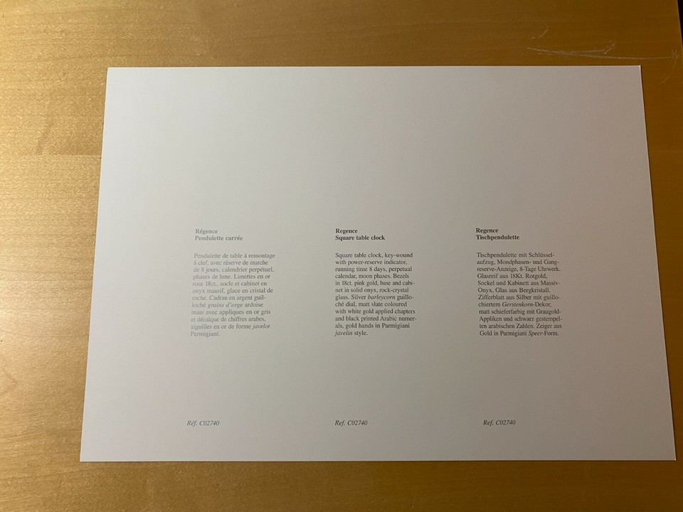 Press Release Parmigiani Fleurier Note - Square Table Clock Regence ...