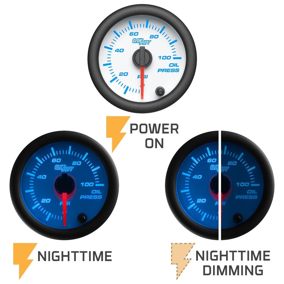 GlowShift Cluster Dashboard Panel Pod White 6-Gauge Bundle for 73-87 ...