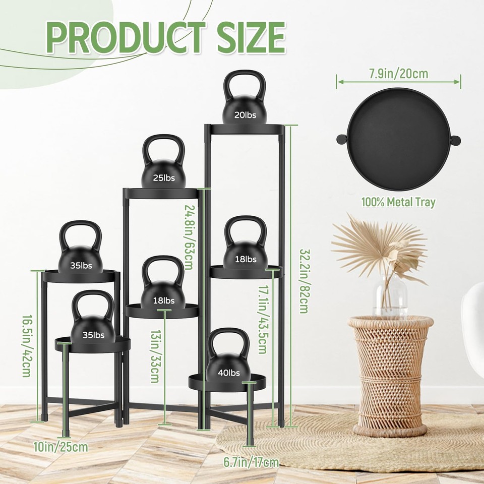 7 Tier Plant Stand Indoor Tall, Tiered Plant Stands Outdoor for ...