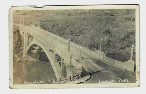 RPPC Postcard Concrete WA Baker River Bridge Lindbeck Photo 1922 PM US ...