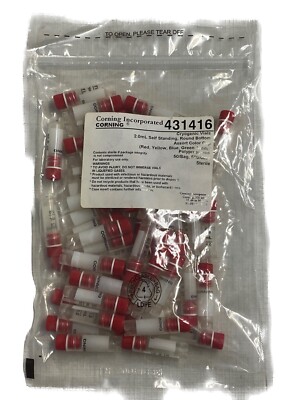 (50/Pk) CORNING 2mL PP Self-Standing Cryogenic Vials Round Bottom Red ...