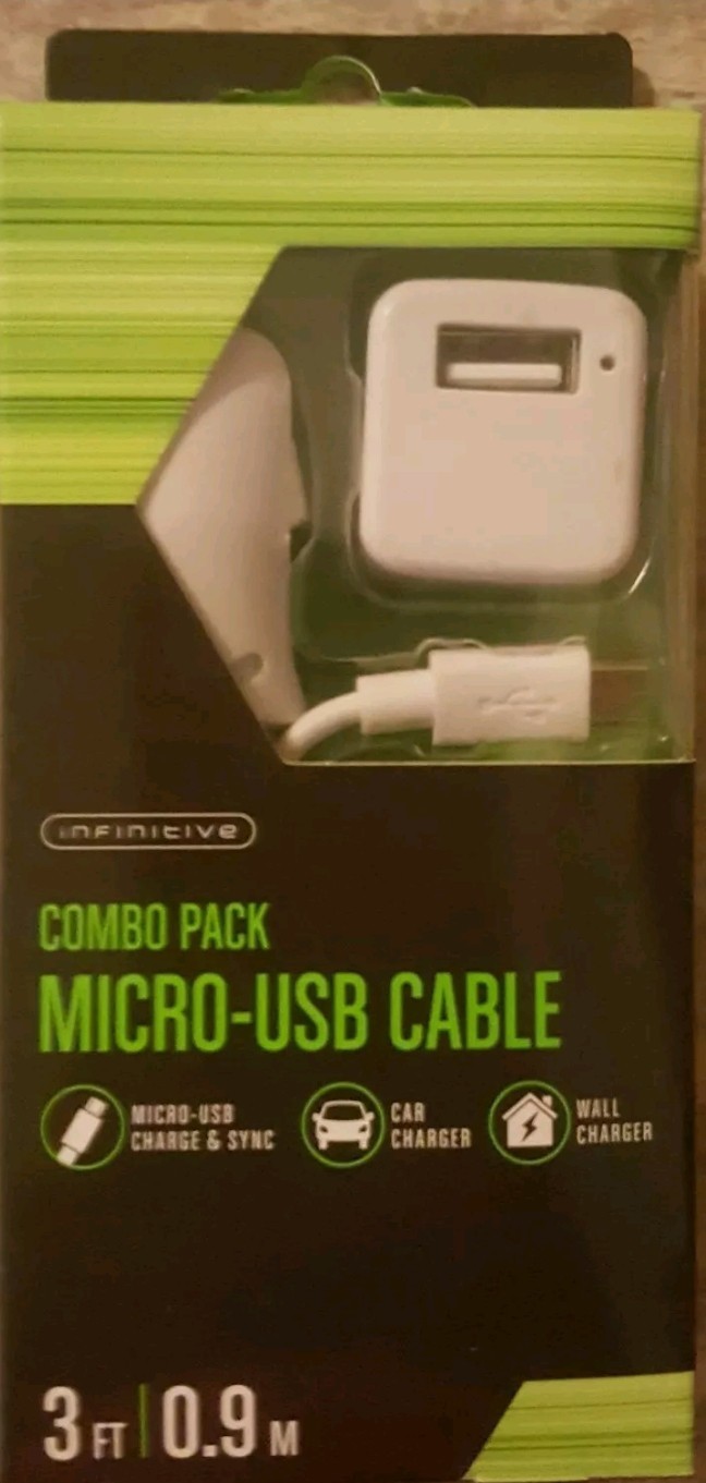 Infinitive Combo Pack Micro-USB Charge & Sync Cable + Wall Charger ...