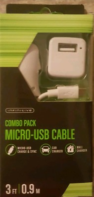 Infinitive Combo Pack Micro-USB Charge & Sync Cable + Wall Charger ...