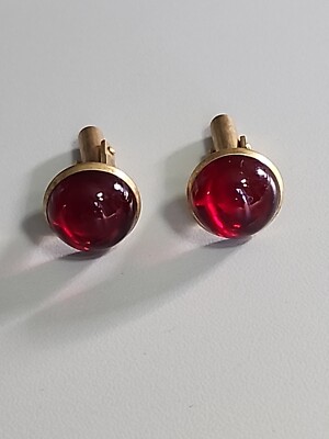 Vintage Anson Goldtone Cufflinks Round Deep Red B45 | eBay
