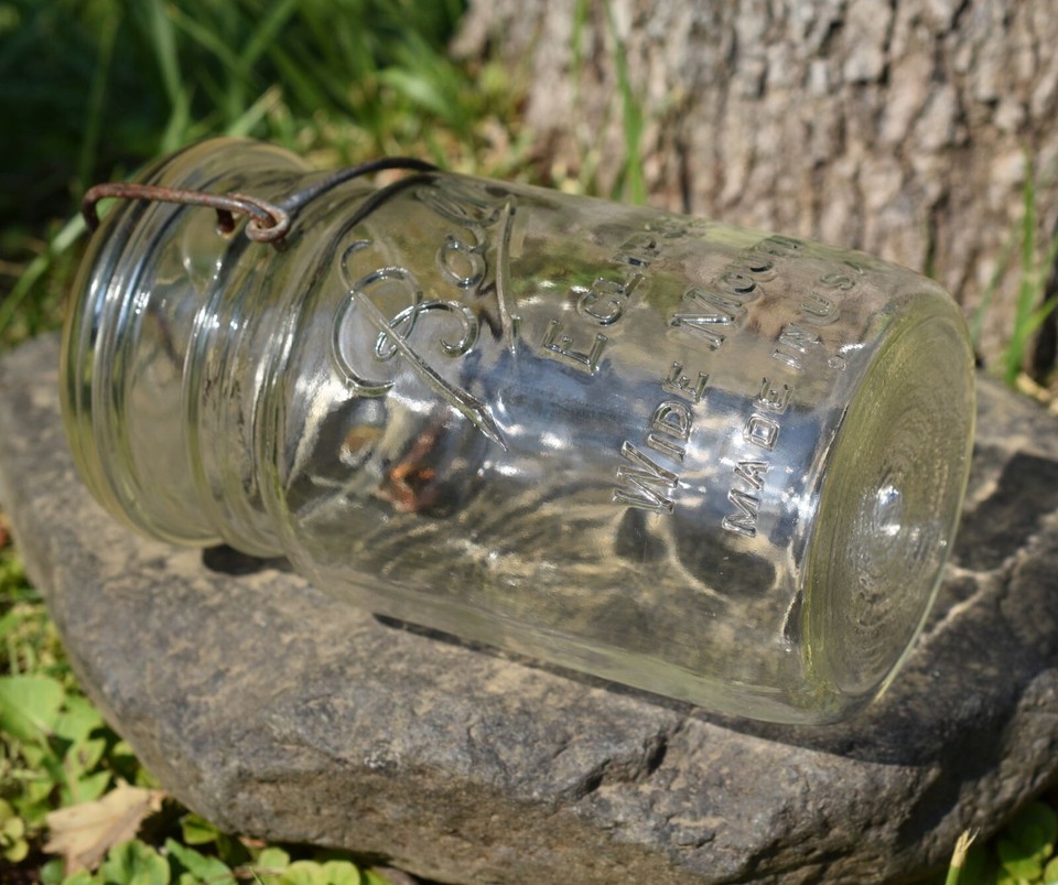 Antique Ball Eclipse Wide Mouth Canning Quart 'Fruit' Jar Wire Closure ...