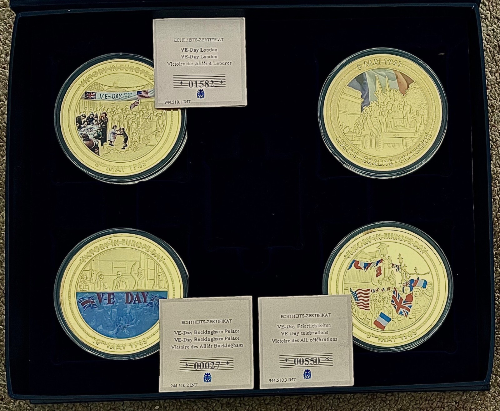 Windsor Mint "70th Anniversary end of WWII" Coin Set (4 Coins) Box and ...