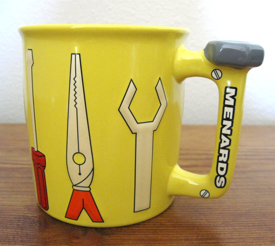 Menards 3D Tools Yellow Coffee Mug Embossed Ceramic w/Tool Handle ...