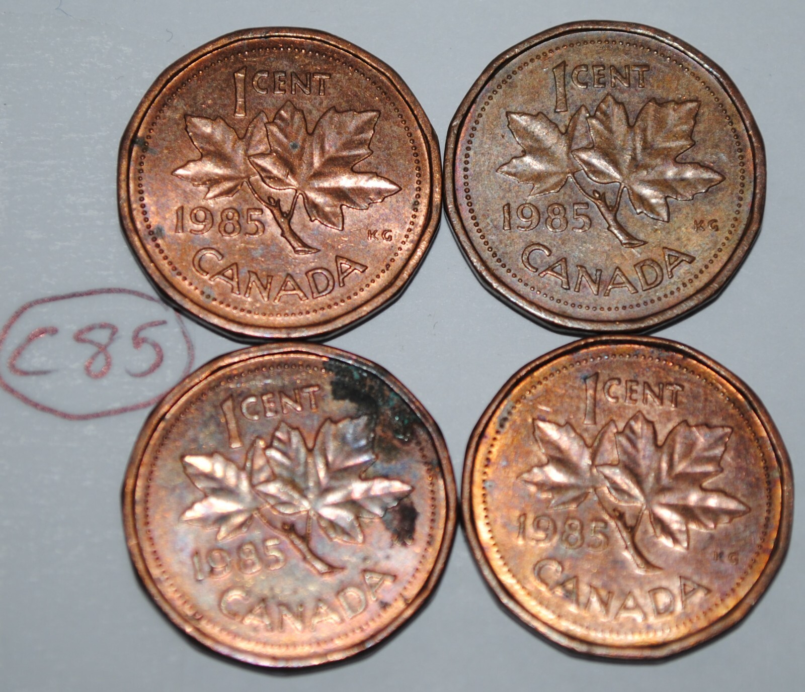 Canada 1985 x 4 1 Cent Copper Canadian Pennies Coins Lot #C85 | eBay