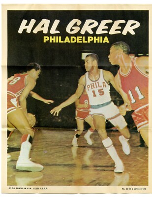 1970-71 TOPPS Basketball Poster #10 of 24 HAL GREER Philadelphia 76ers ...