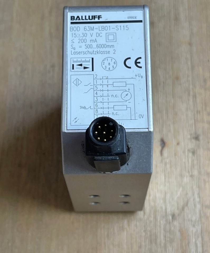 BALLUFF BOD 63M-LB01-S115 OPTOELECTRONICS LASER DISTANCE SENSOR 15-30 ...