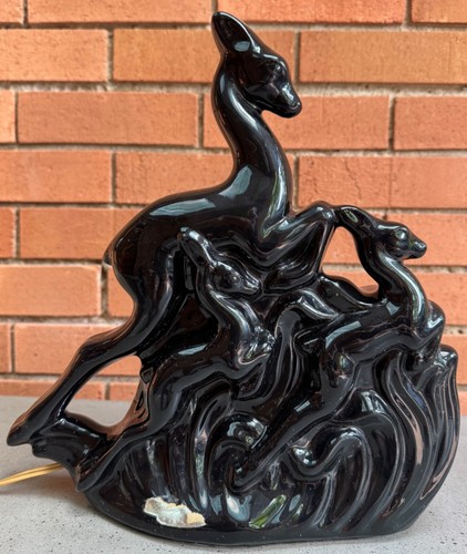 Vintage Black Ceramic Deer TV Lamp Mid Century Kitsch Boucher MCM ...