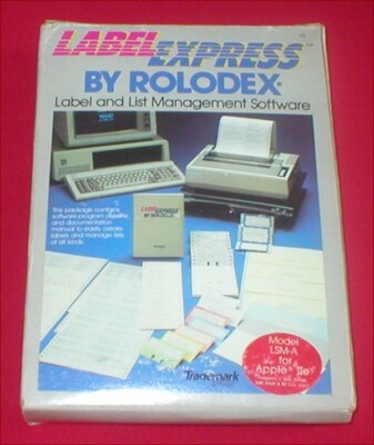 Label Express By Rolodex for the Apple II II+ IIe IIc IIgs Computer | eBay