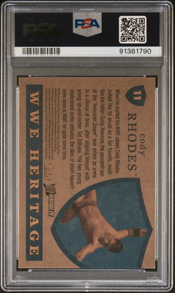Cody Rhodes PSA AUTHENTIC 2008 Topps WWE Heritage IV 11 ON CARD AUTO ...