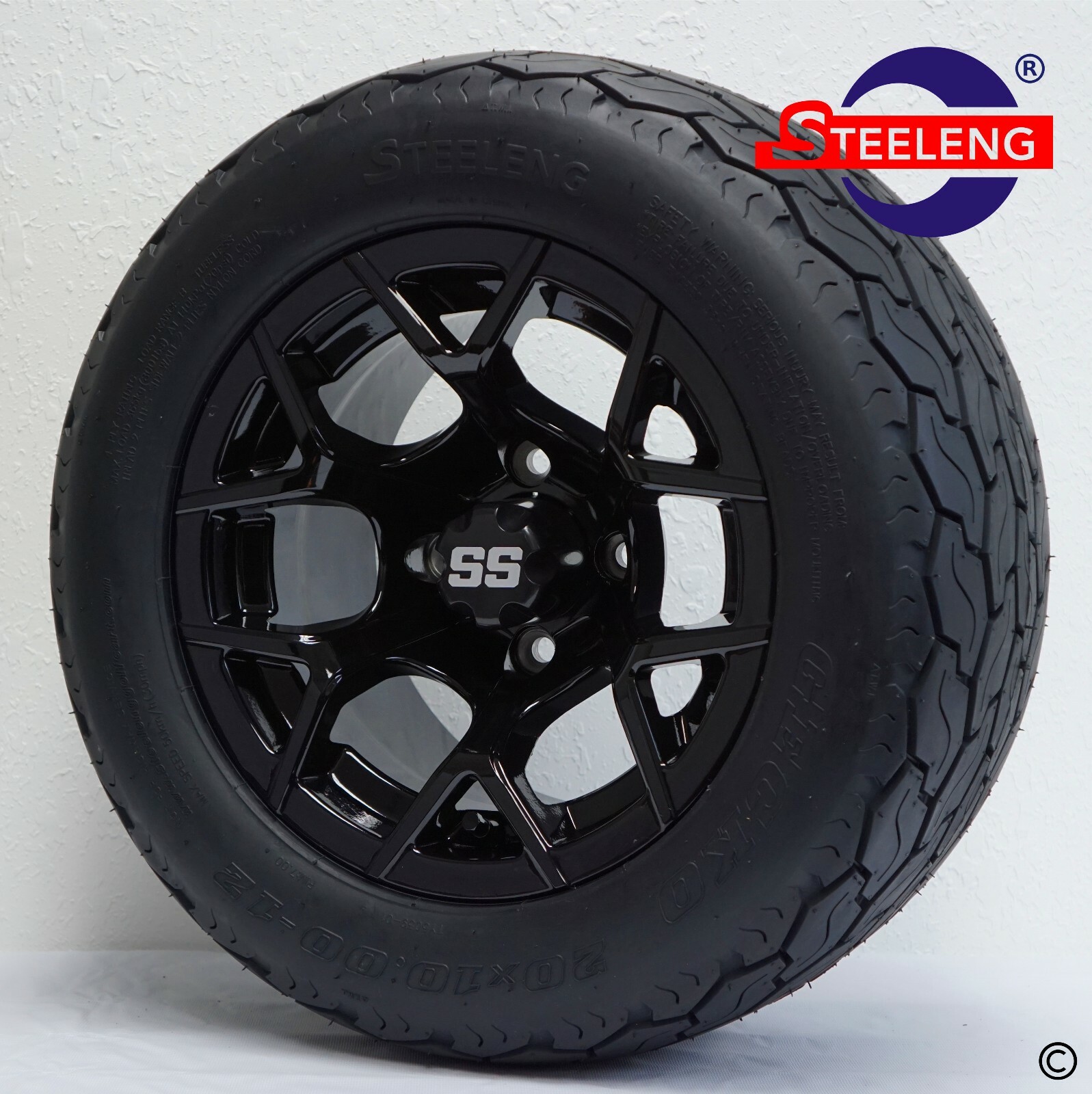 GOLF CART 12" BLACK RALLY WHEELS/RIMS and 20" GECKO TURF/STREET TIRES ...