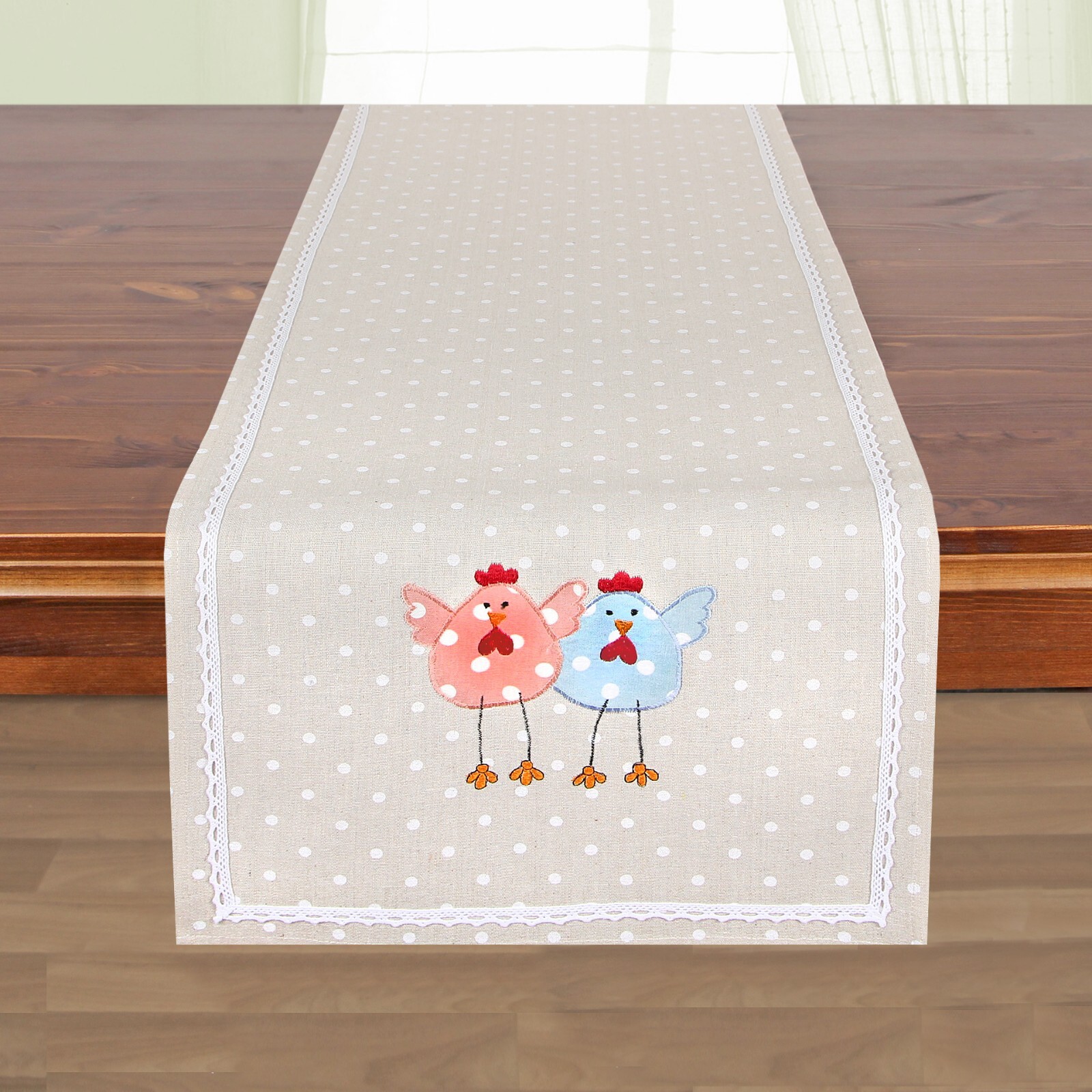 "Easter Chickens" Embroidered Vintage Table Cover Topper Schaefer 08376 ...