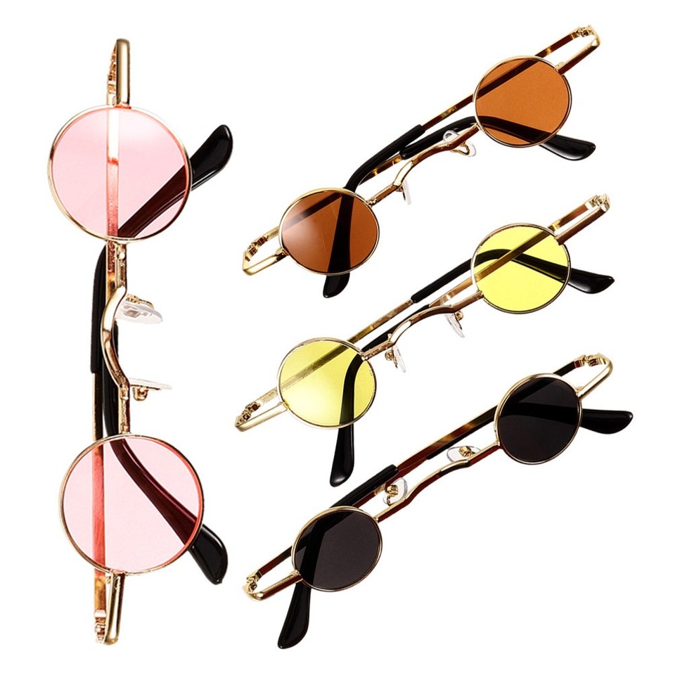4pcs Mini Round Sunglasses Small Round Eyewear Vintage Hip Hop ...