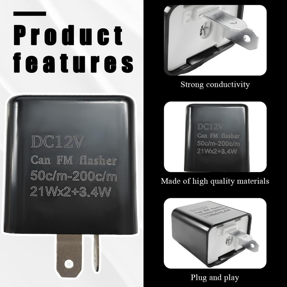 12V Speed Adjustable 2 Pin LED Flasher Relay, Electronic Flasher Relay ...