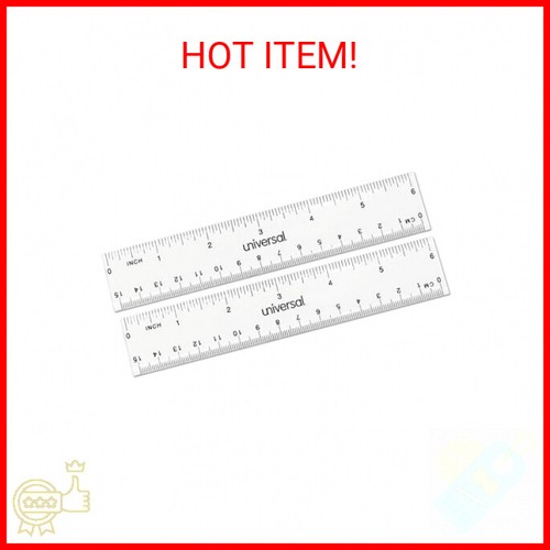 Universal UNV59025 6 in. Long Standard/Metric Plastic Ruler - Clear (2 ...