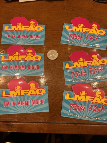 LMFAO Stickers ( Lot of 6) Promo 4x3 Party Rock/ In Miami, bitch+free ...