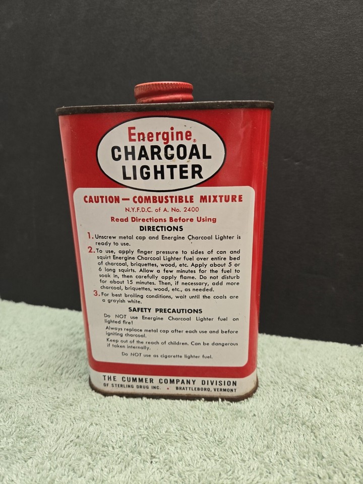Vintage Energine Charcoal Lighter 1 Pint Metal Advertising Tin Can ...