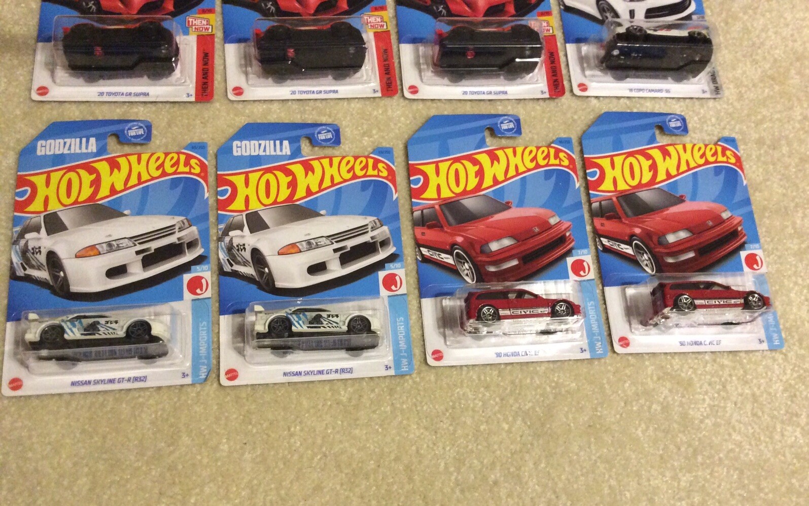 Lot Hot Wheels Toyota Supra, Godzilla Skyline R32, Honda Civic, Copo ...