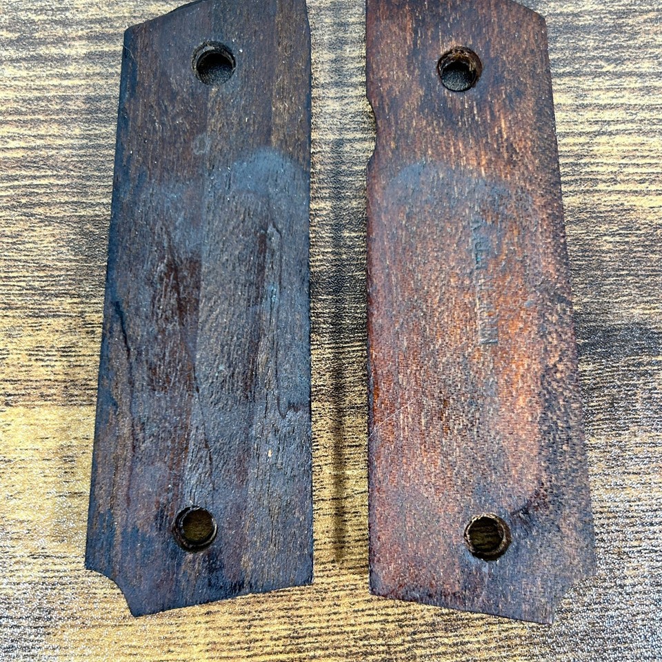 1911 Colt Style Wooden Commander Grip Checkered Stained Brown | eBay