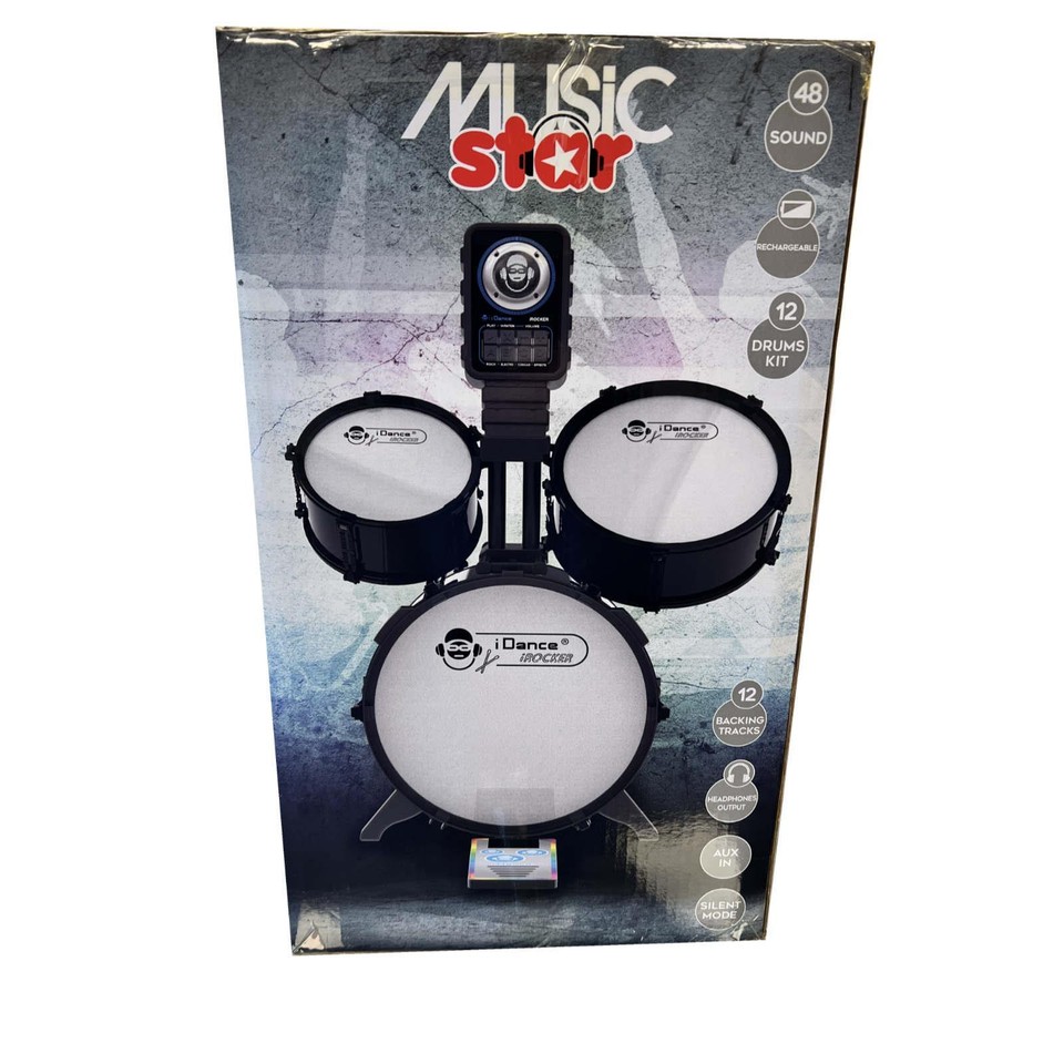 iDance Music Star 12-Pc Electronic Drum Kit, 48 Sounds, Recharge, w ...