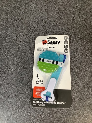 Sassy Teether with Soft Flexible Strap & Keeper Clip, Soothing ...