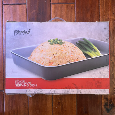 BNIB Parini Cookware Ceramic Rectangular Serving Dish Light Gray | eBay