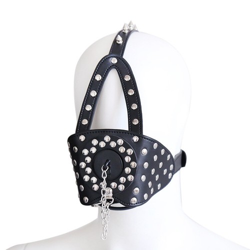 Open Mouth Funnel BDSM Toilet Mouth Gag Mask Hood Head Harness Bondage ...