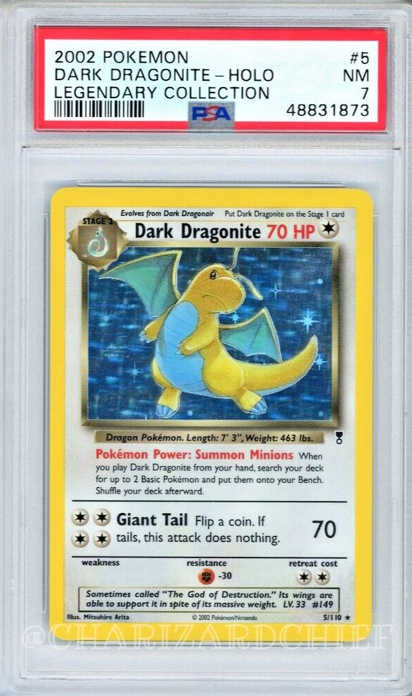 2002 Pokemon Dark Dragonite Holo Rare #5 Legendary Collection PSA Near ...