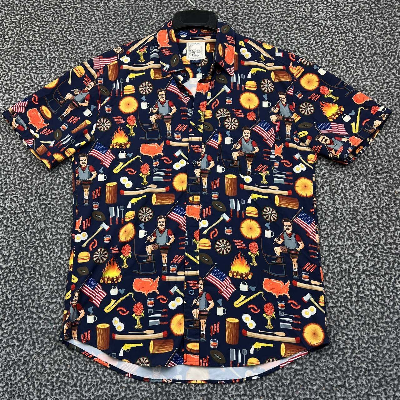 RSVLTS City of Pawnee Button Up Shirt Men Large Parks USA Summer Short ...