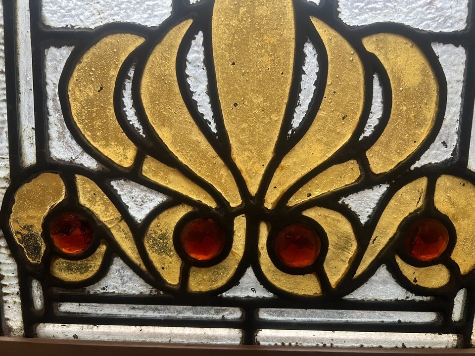 Highly unusual jeweled stained glass window | eBay