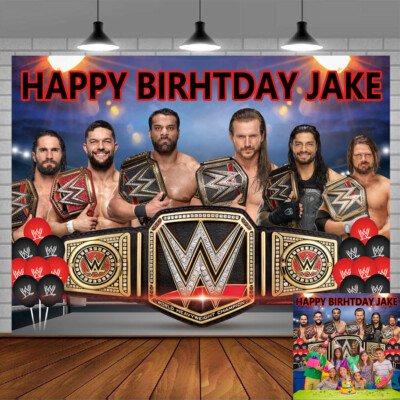 WWE Personalised Custom Banner Backdrop Party Decorations Birthday Gift ...