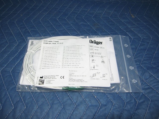 Dräger Draeger 5 Lead ECG Cable Single-pin AHA 1/1.5m Ref. MP03404 for ...