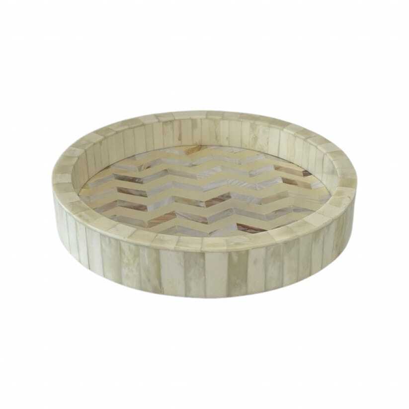 Round Breakfast tray Handmade Bone Inlay Decorative tray Tea tray ...