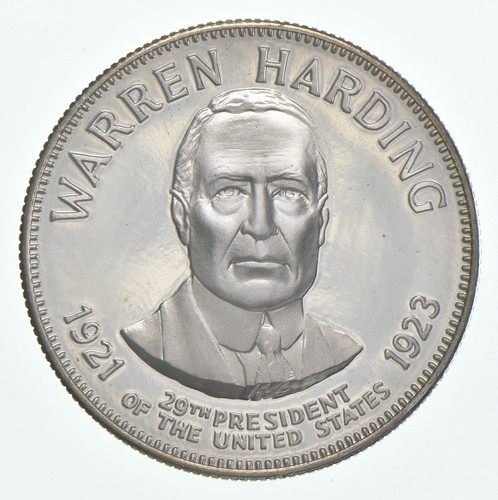 Sterling Silver President Warren Harding - 925 33.1 Grams Round/Art Bar ...