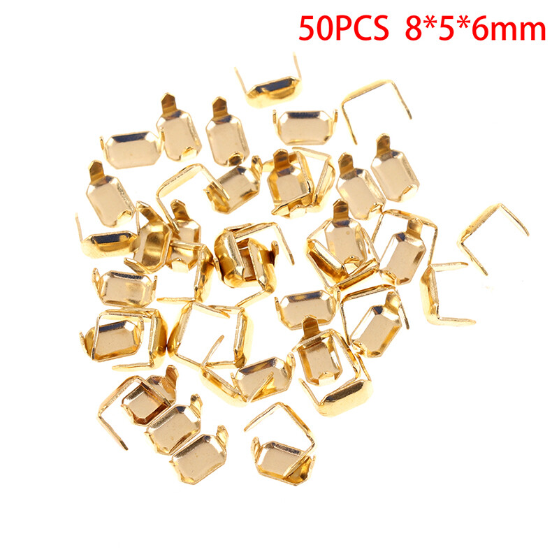 50PCS Brass Leather Staples Two Prong For Belt Loops Keeper Connect ...