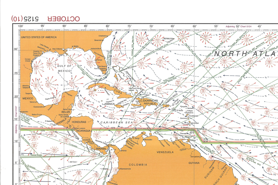 Admiralty 5125 (10) Routeing Chart South Atlantic Ocean October Map ...