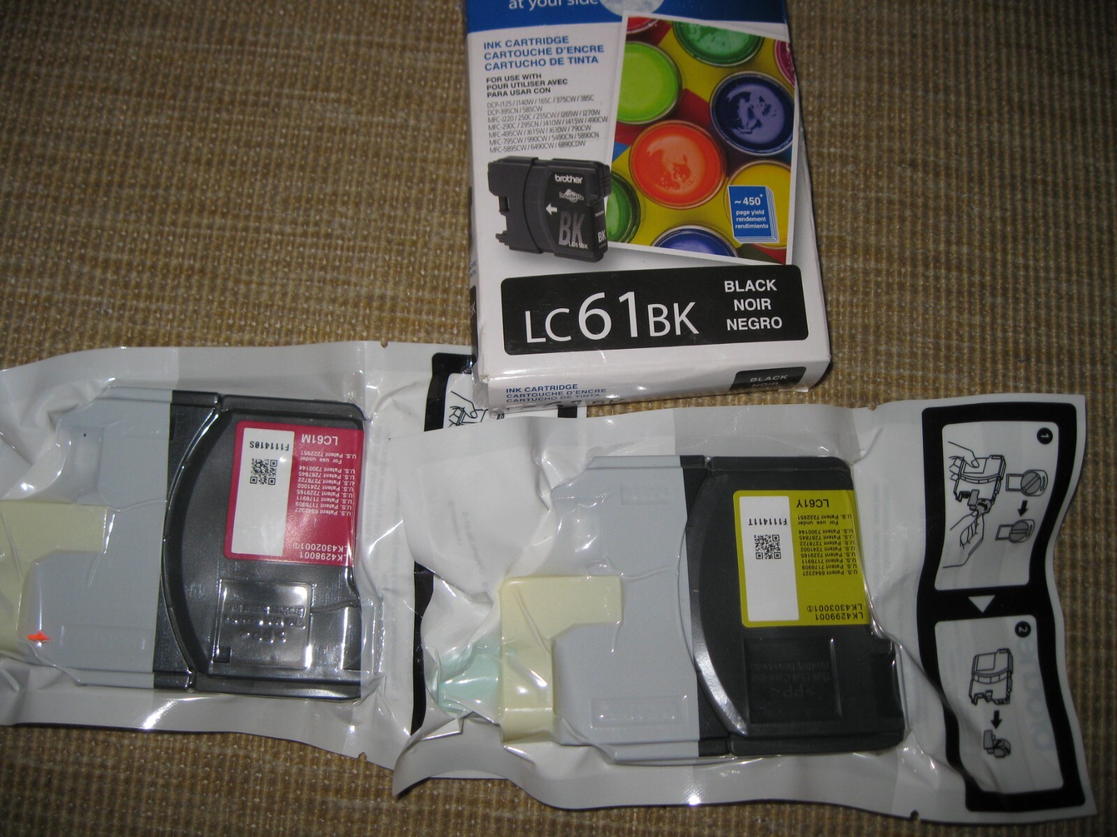 3PK GENUINE Brother LC61 Ink Cartridge for MFC-290C MFC-490CW MFC ...